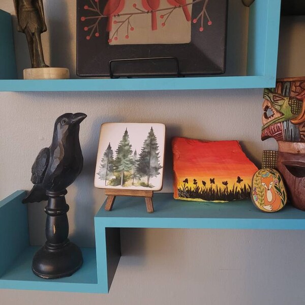 Whimsical Pig Art on Wooden Blocks for Rustic Farmhouse Accents Country ...