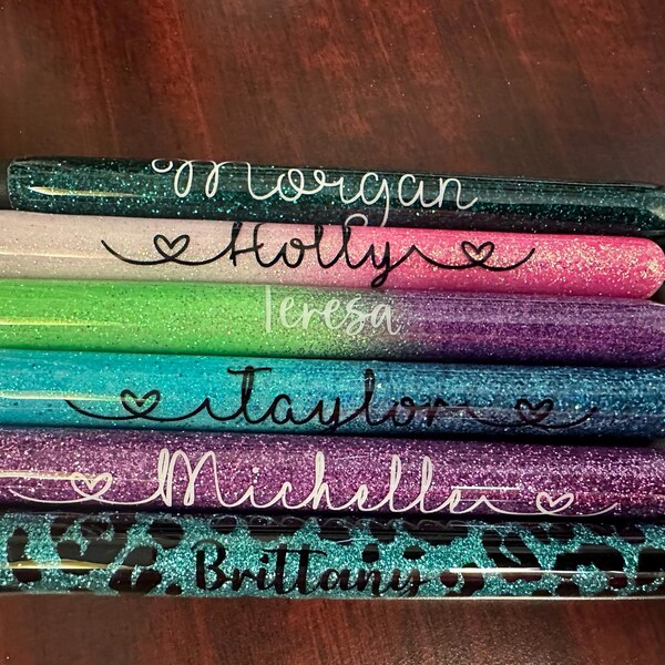 Personalized Epoxy Glitter Black Ink Pen: Refillable - Etsy