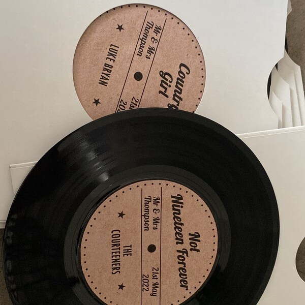 Real Vinyl Record Table Names Custom Wedding Party 7 Inch 7" 45s Music ...