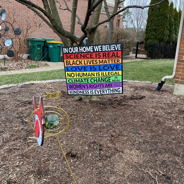 In Our Home We Believe Science is Real Black Lives Matter Yard Sign ...