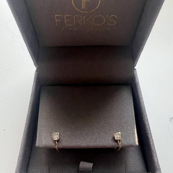 Emerald Cut Stud Earrings in 14k Solid Gold / Trending Diamond Studs ...