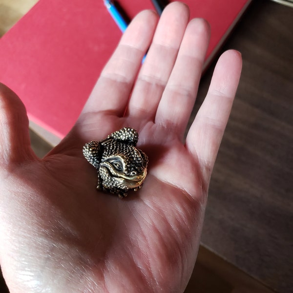Tiny Casket "frog", Miniature Designer Bronze Box, Funny Fengshui Money ...