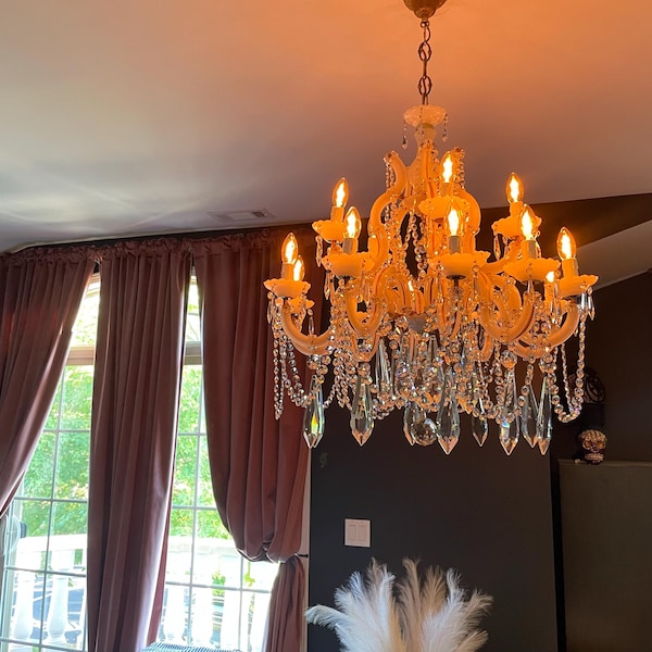 Statement 12 Lights Chandelier Gold Leaf Finish With Sapphire Blue ...