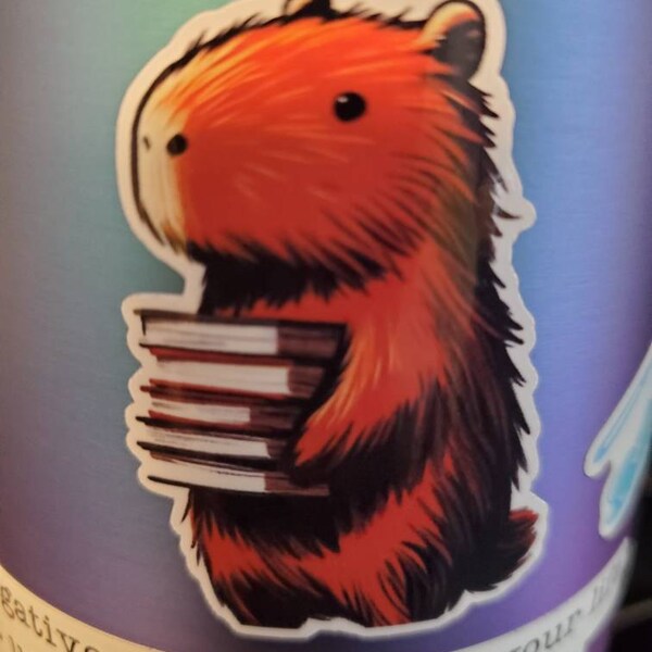Bookish Capybara Sticker, Gifts for Her, Reading Waterproof Sticker - Etsy