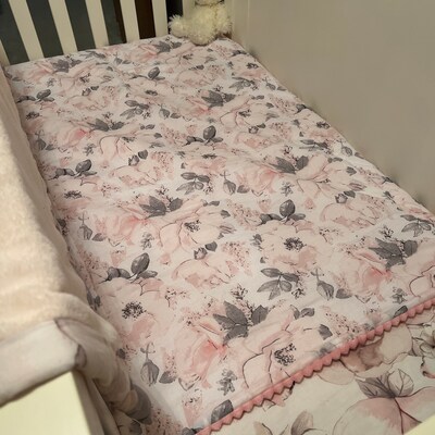 Peonies Baby Minky Comforter Any Size, Roses Blanket Toddler Reversible ...