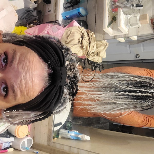 Sugar Mountain Ombre Synthetic Dreadlocks: Black, Gray & White ...