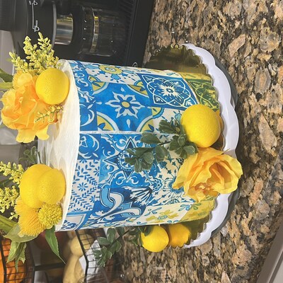 Cake Icing Template Italy Blue Tile Cake Icing Image Lemon Cake Image ...