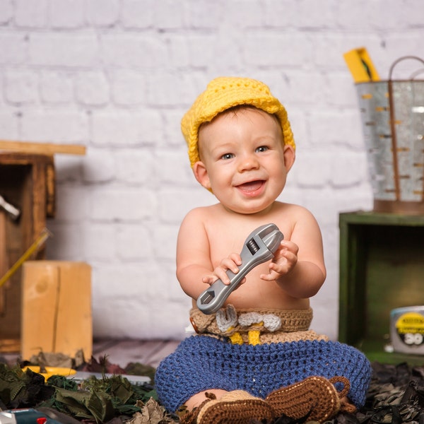 Baby Construction Set-newborn Construction Outfit-baby Hard Hat-work ...