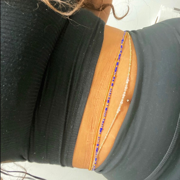 Evil Eye Waist Beads, Royal Blue Belly Bead, Beaded Waist Chains, 42 ...