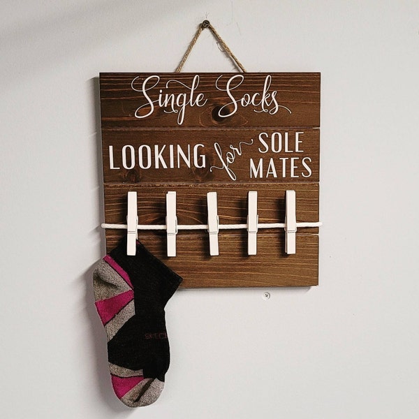 Single Socks Looking for Sole Mates Laundry Decor / Sock Hanger / Sock ...