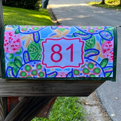 Blue Tile Mailbox Cover Washable Magentic Mailbox Cover Personalized ...