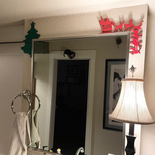 Christmas Santa Door Corner Sign, Santa's Sleigh and Reindeer Christmas ...