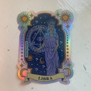 Libra Zodiac Holographic Sticker, Libra Zodiac Sticker, Waterproof ...