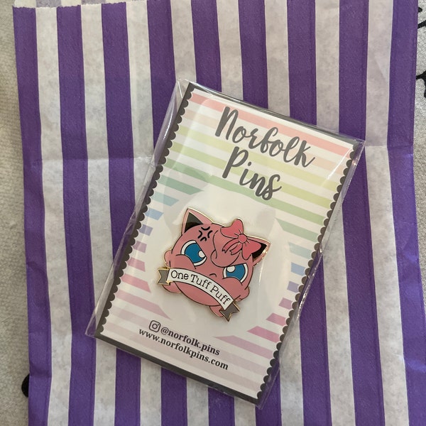 One Tuff Puff Hard Enamel Pin // Motivational Jigglypuff // 30mm Wide ...