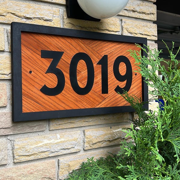 Framed House Numbers Sign Horizontal Number Vertical, Square Custom ...