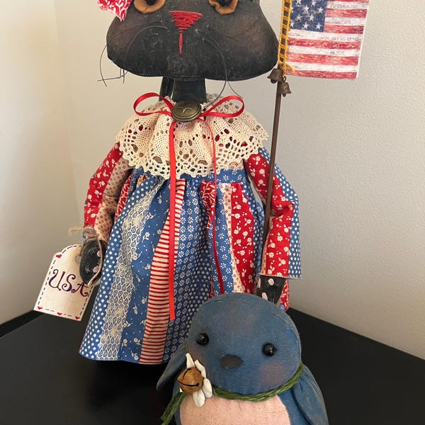 Little Primitive Stump Uncle Sam Ornie*cupboard Tuck*bowl Filler ...