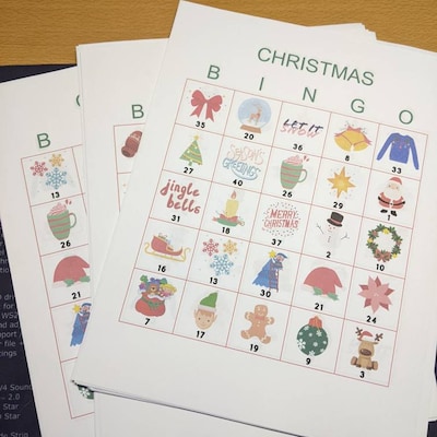 100x Christmas Bingo Cards, Printable Christmas Bingo, Christmas Party ...