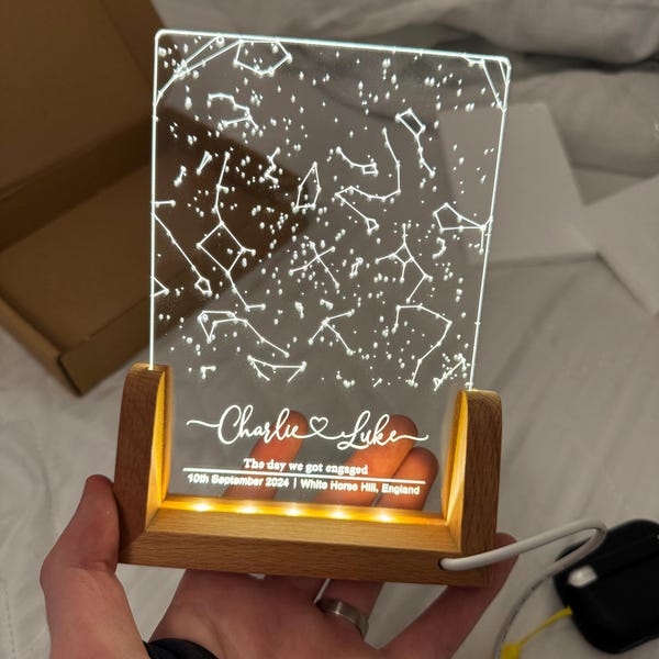 Custom Plexi Name Plate, Square LED Desk Plaque, Personalized Office ...