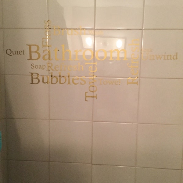 Bathroom Wall Quote - Word Cloud, Wall Art Sticker, Vinyl Decal, Modern ...