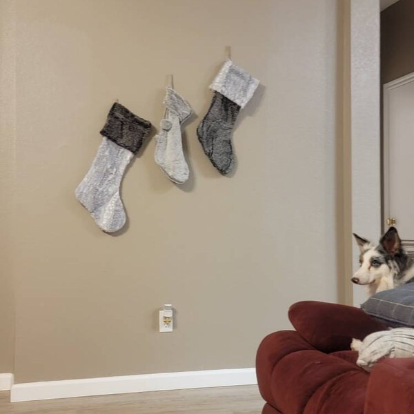 Silver Christmas Stocking, Silver Fawn Christmas Stocking, Personalized ...