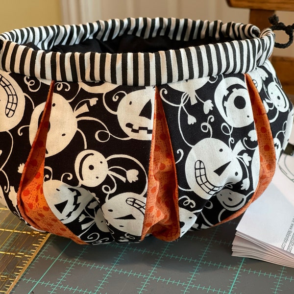Halloween Pumpkin Trick or Treat Drawstring Bag Sewing Pattern, a Fun ...