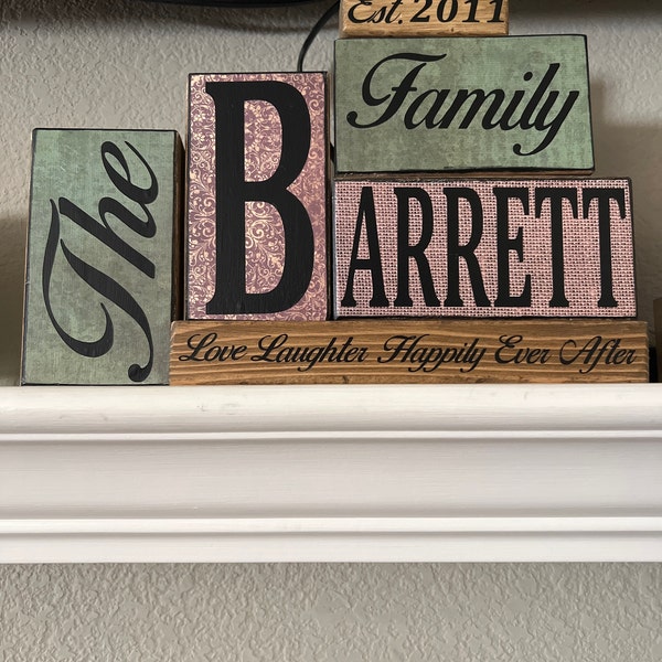 Custom Name Wood Block Set: Personalized Family Sign - Etsy