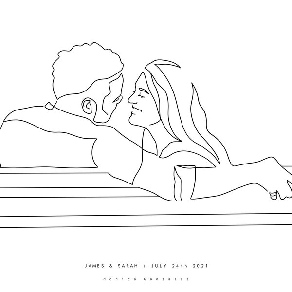 CUSTOM LINE PORTRAIT, Line Art Illustration, Personalized Line Drawing ...