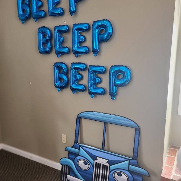 BEEP BEEP BEEP Letter Balloons 1st Birthday Banner Little Blue Truck ...