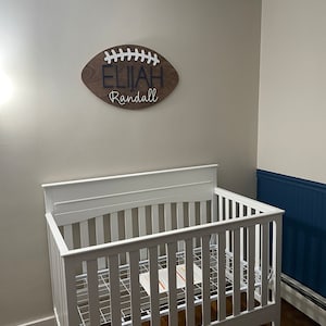 Football Name Sign 18-36 Diameter Round Sign Child Baby Name Football ...