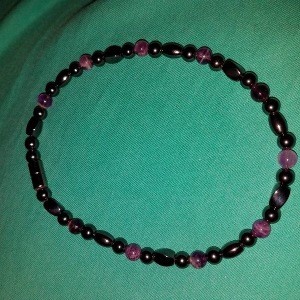 Necklace Magnetic Therapy Purple and Magnetite- Milan Style for ...