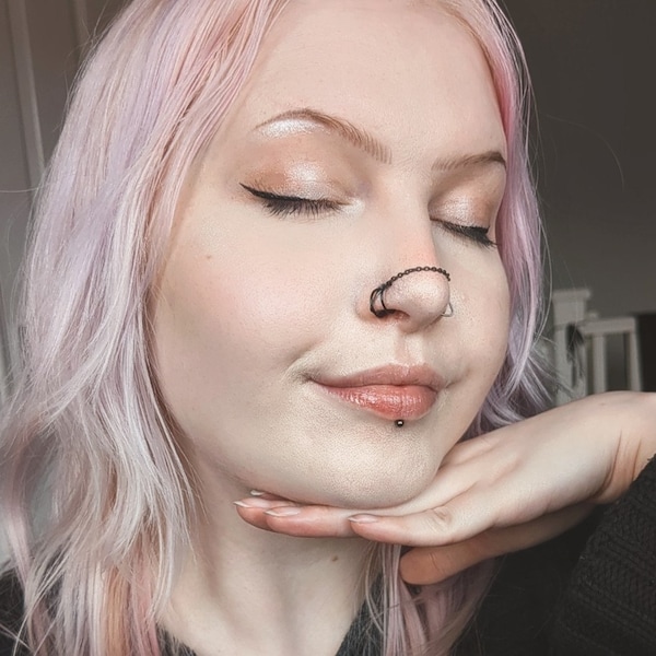 FAKE Nose Chain, Silver Nose Chain, Nose Chain, Nostril Chain, Nose ...