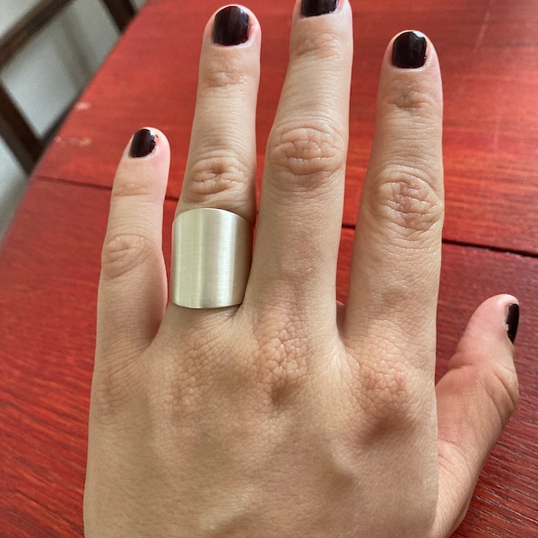 Long Silver Ring, Large Silver Ring, Wide Tube Ring, Extra Wide Ring ...
