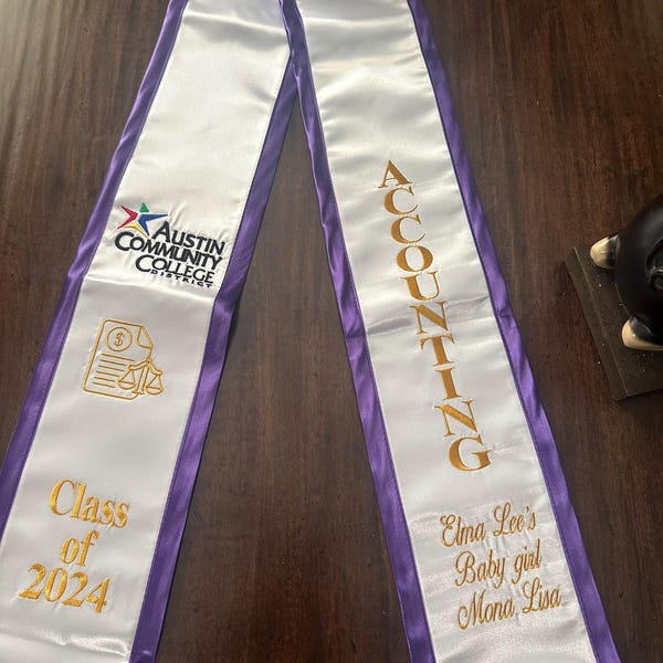 Custom Embroidered Sash With Trim - Etsy