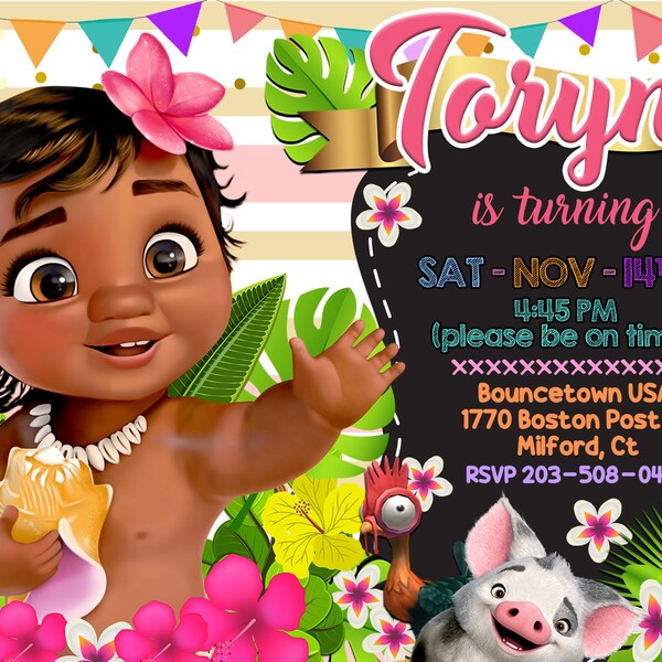 Printable Baby Moana Party Invitation, Baby Moana Invitation, Moana ...