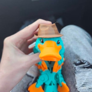 Large Articulated Platypus 3D Printed Figure With Removable Hat ...
