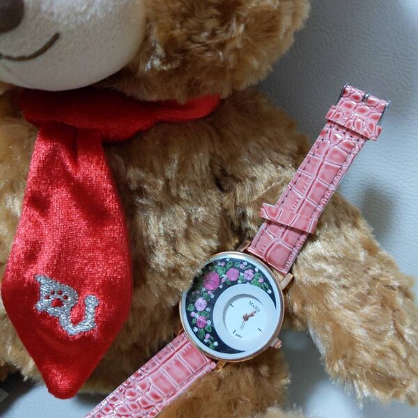 Handmade Embroidered Watch With Hydrangea or Roses - Vintage Style ...
