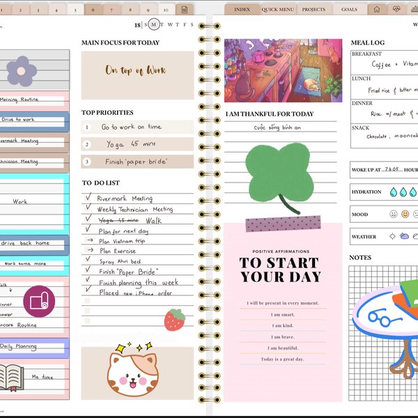 Undated Digital Planner, Pink Digital Journal, Goodnotes Planner, iPad ...