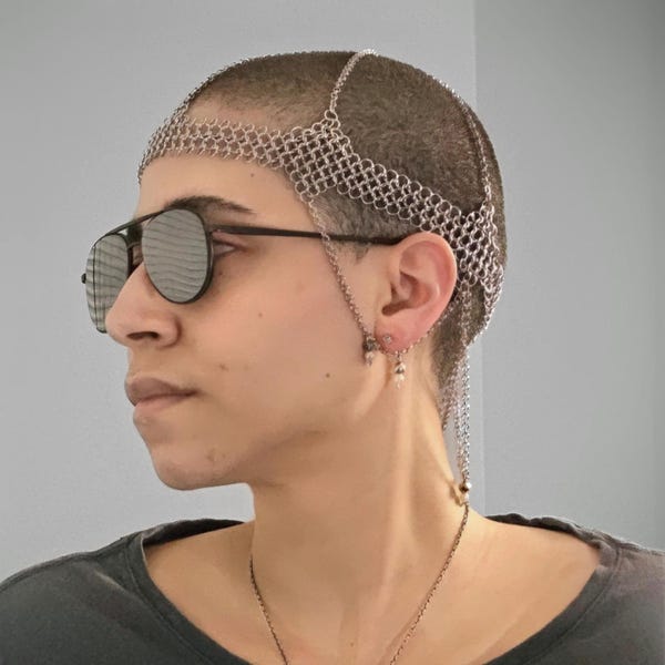 Chainmail Headpiece / Headdress. LARP, Renaissance Faire, Dark Fantasy ...