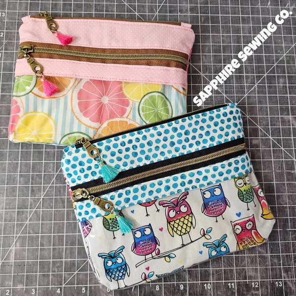 Double Zip Trio With Clear Pocket PDF Sewing Pattern and SVG Files ...
