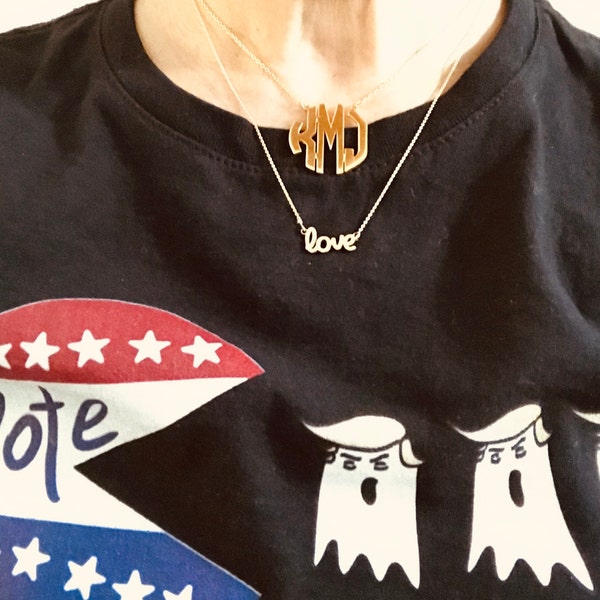 MOTHERS GIFT • Dainty Monogram Necklace • Custom Block Monogram ...