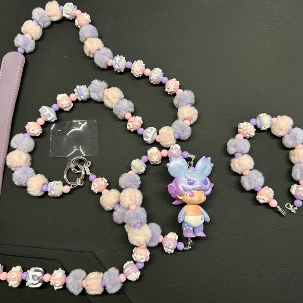 Handmade Crossbody Phone Strap Hand Painted Beads With Figure Toy ...