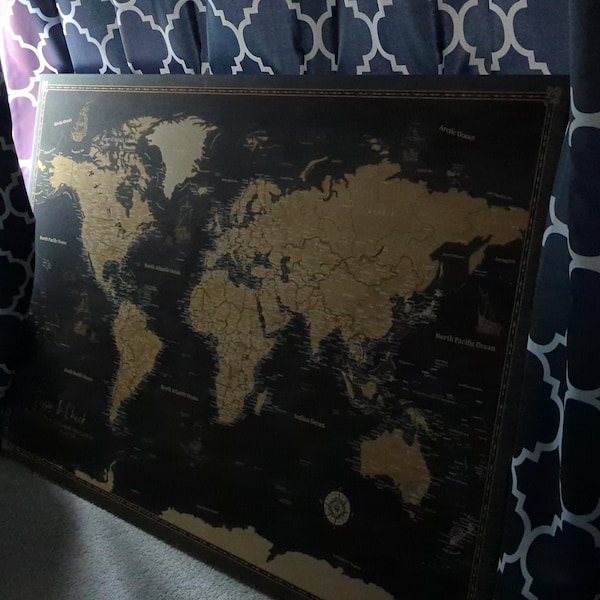 Elegant Personalized Push Pin World Map Canvas - Track Past & Future ...