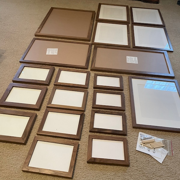 Natural WALNUT Picture Frame in 1x1 Flat Style- Choose Size: 2x2 up to ...