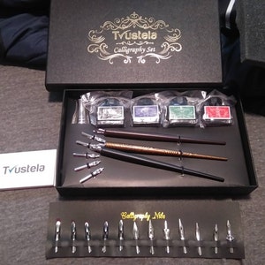 Calligraphy Set for Beginners, 3 Calligraphy Pens, 4 Ink Bottle 15ml ...