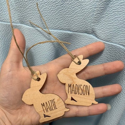 Wooden Bunny Rabbit Easter Basket Name Tags 4 Tall - Etsy