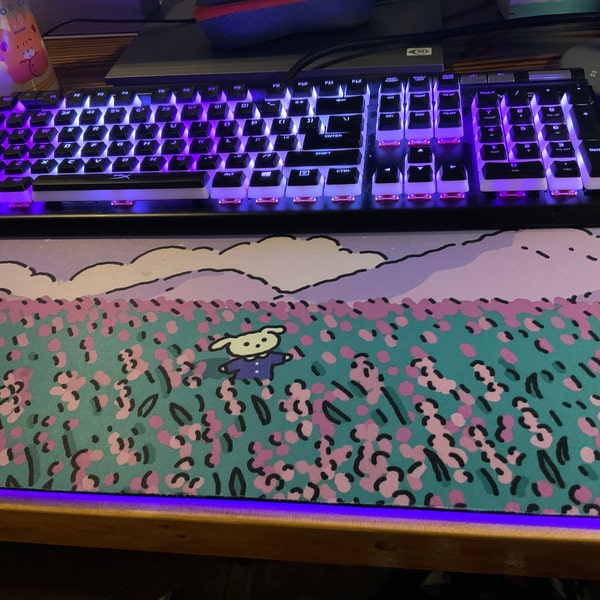 Kawaii Desk Mat Cute Mousepad Anime, Kawai Lavender Landscape Japan ...