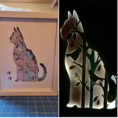 Cat Shadow Box SVG, 3d Papercut SVG, Layered Paper Art Template, Scroll ...