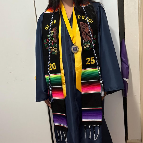 Mexican Graduation Sash Stole Class of 2025, First Generation. Black ...
