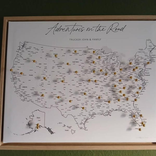 Push Pin Mini USA Travel Map - Cities & States Labeled - Personalizable ...