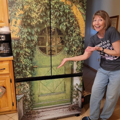 Magnetic Brushed Stainless Steel Refrigerator Skin Wraps Change Fridge ...